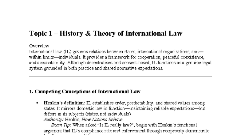 PIL Notes: Overview of International Law Theories and Key Concepts ...