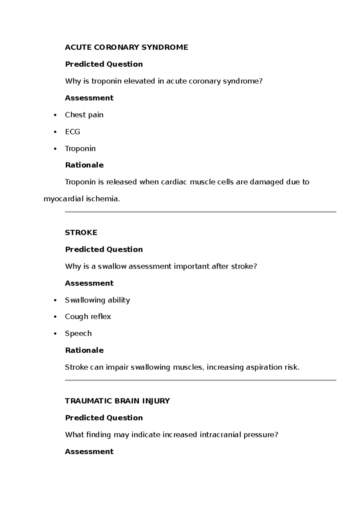 ACUTE CORONARY SYNDROME: Key Concepts & Exam Tips - Studocu