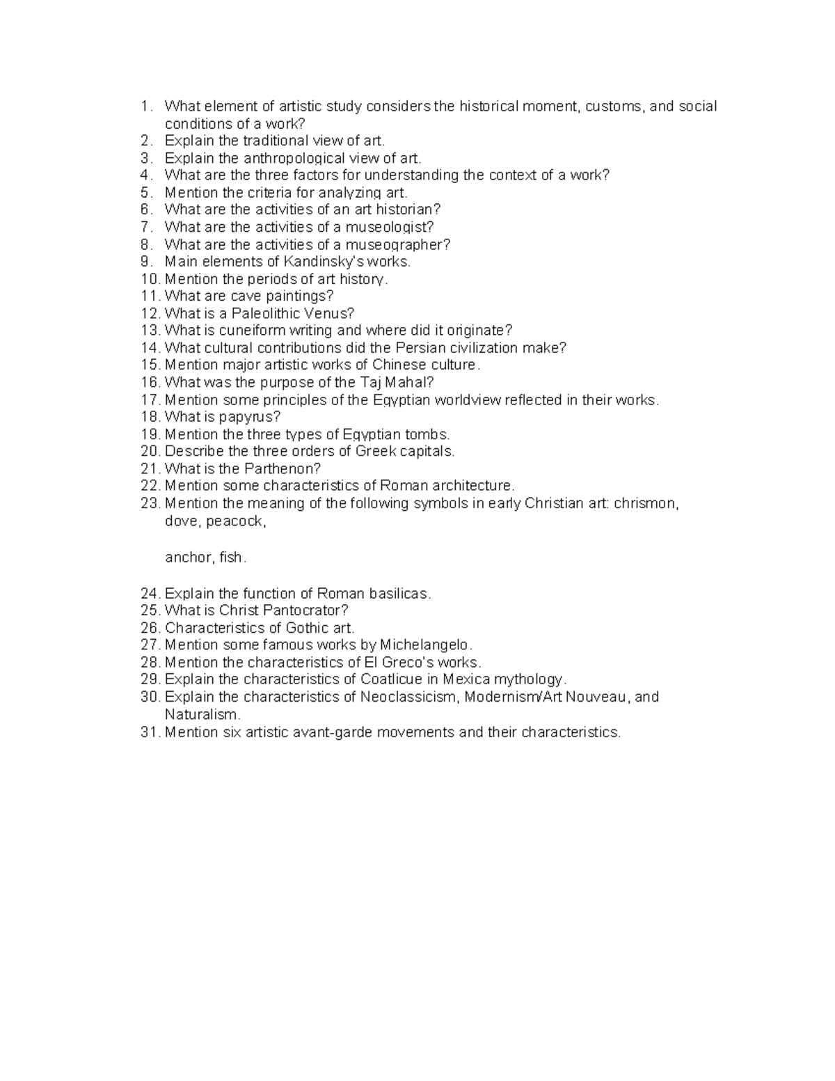 Exam Guide A&C: Study of Art & Culture Concepts and Movements - Studocu