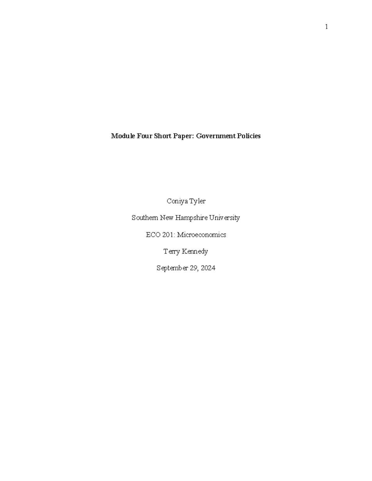 ECO 201 Module Four Short Paper Template - Module Four Short Paper ...