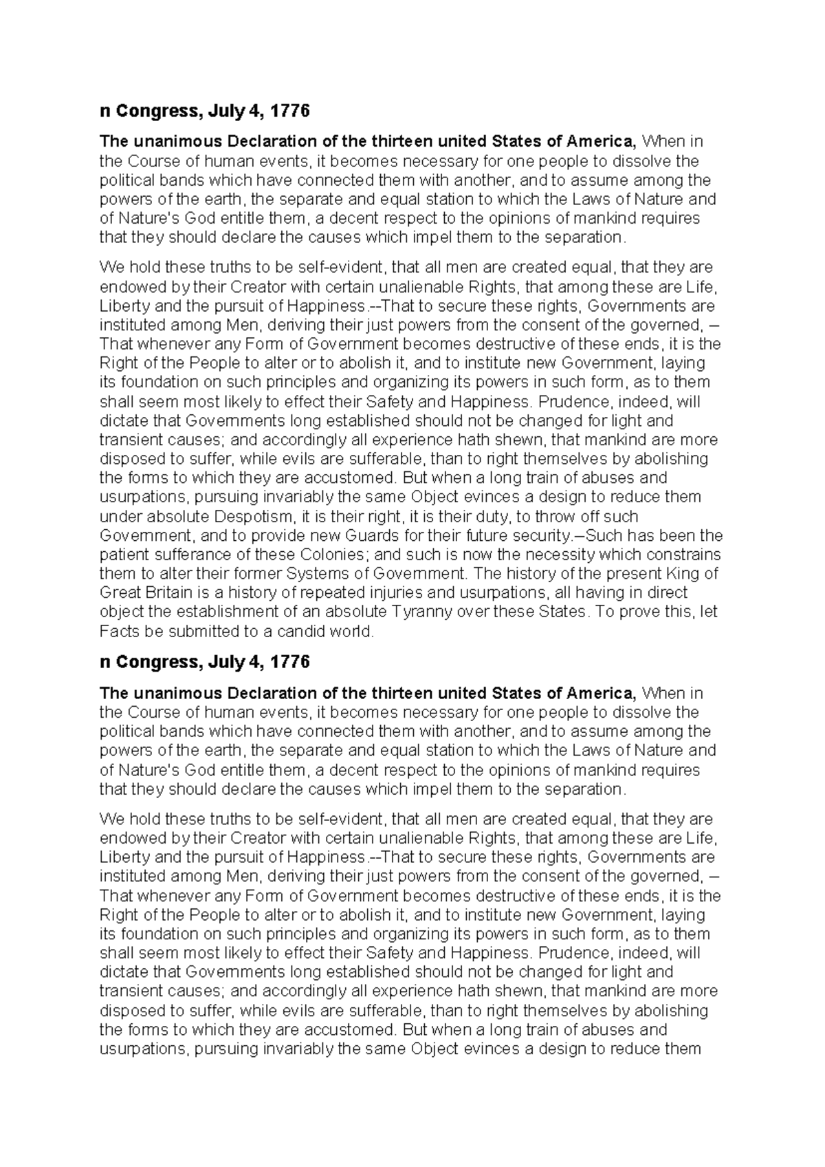 The Declaration of Independence: A Historical Overview - Studocu