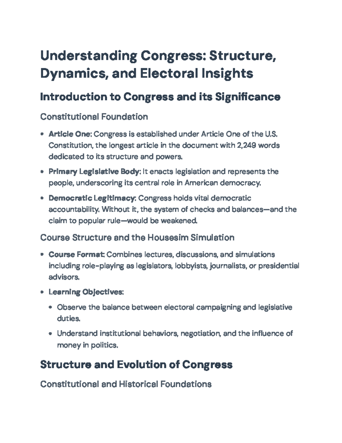 Understanding Congress: Structure, Roles, and Electoral Dynamics ...