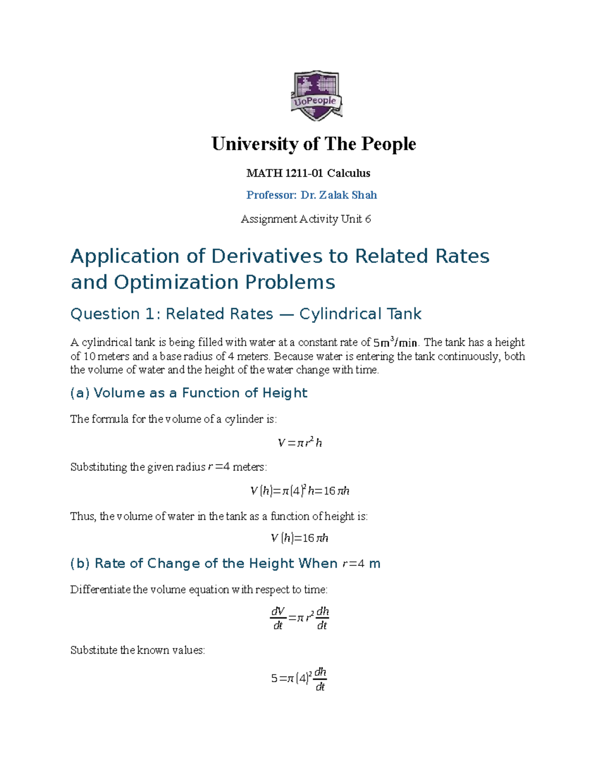 MATH 101 Final Exam: Application of Derivatives & Optimization - Studocu