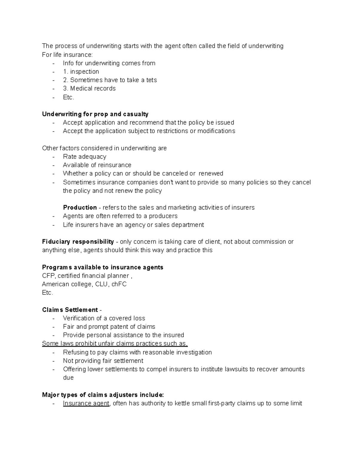 Insurance Claims Process and Reinsurance Mechanisms: Overview - Studocu