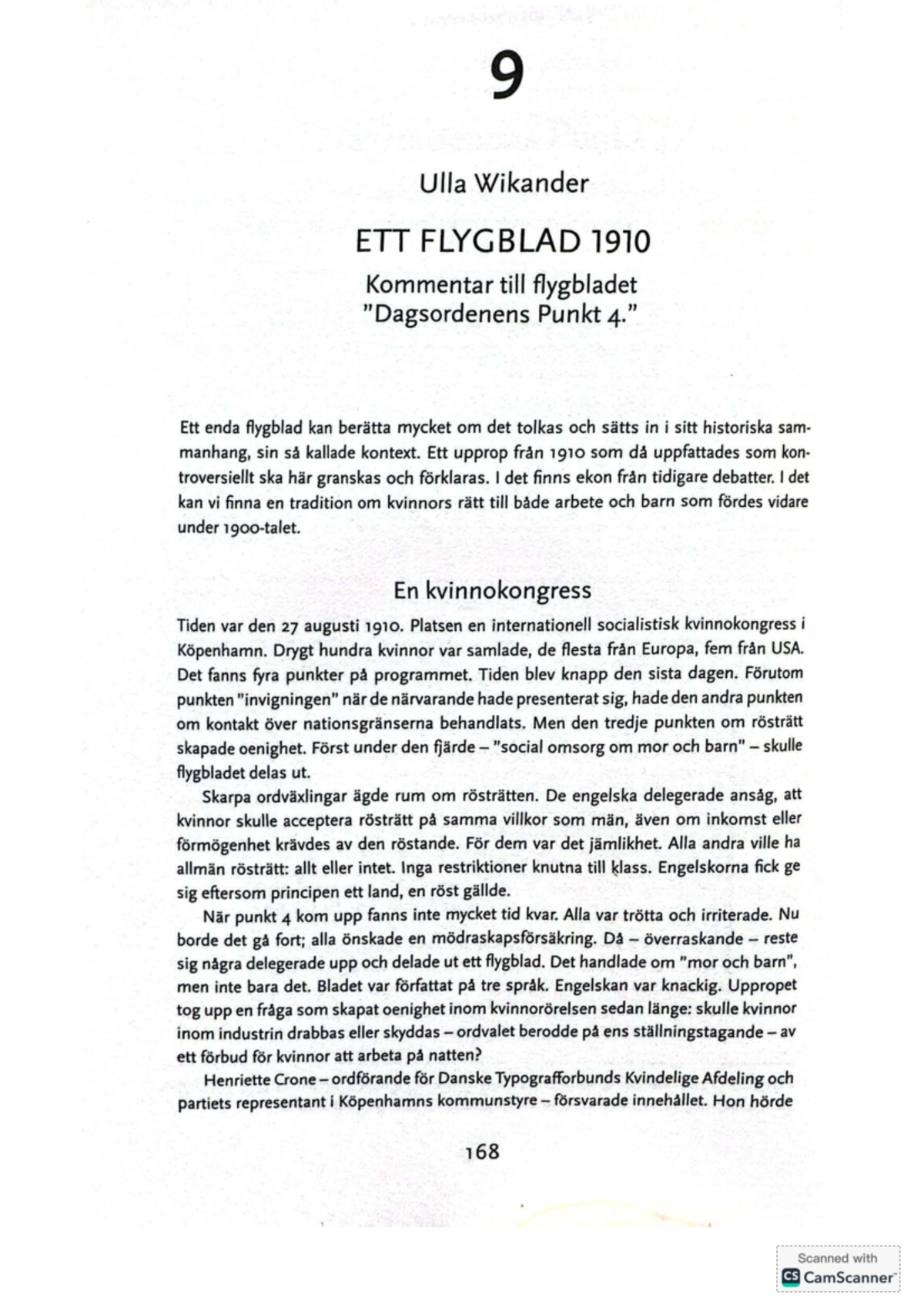 ETT FLYGBLAD 1910: Kommentarer och Analys av Kvinnokongressen - Studocu