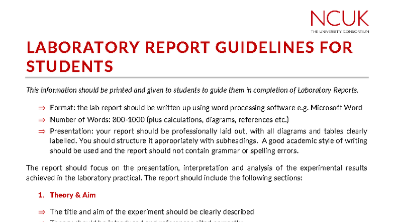Physics Laboratory Report Guidelines for Students - Studocu