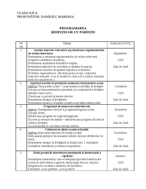 Planificare dirigentie 7 - PLANIFICARE CALENDARISTICĂ CONSILIERE ȘI ...