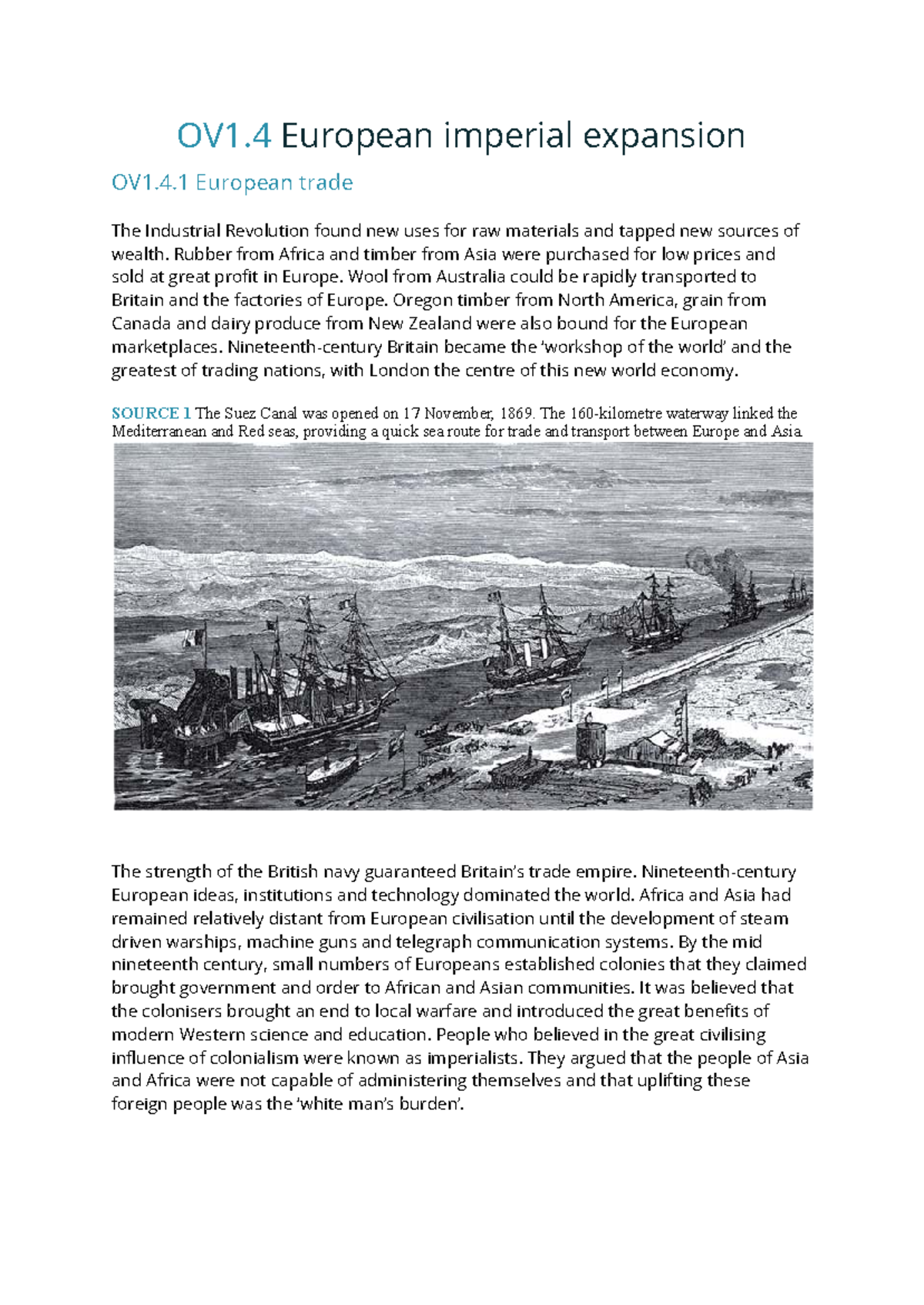 OV1.4 European Imperial Expansion: Trade, Impact, and Reasons - Studocu