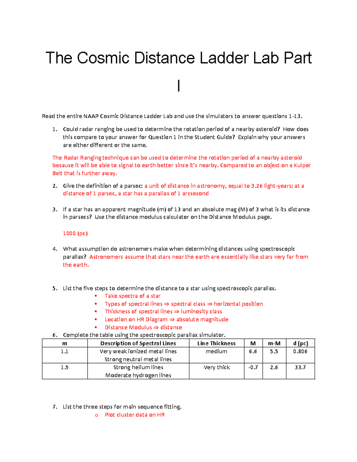 Cosmic Distance Ladder Lab: NAAP Exercises and Simulations - Studocu