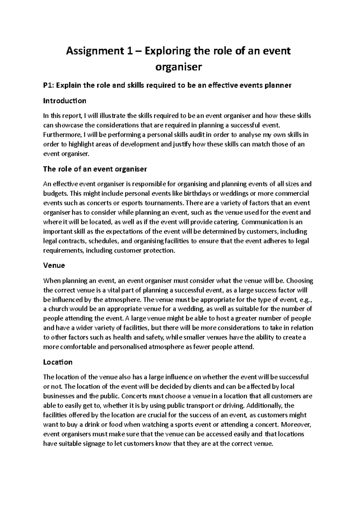 Unit 4 Assignment 1 - Skills and Role of an Effective Event Organiser ...