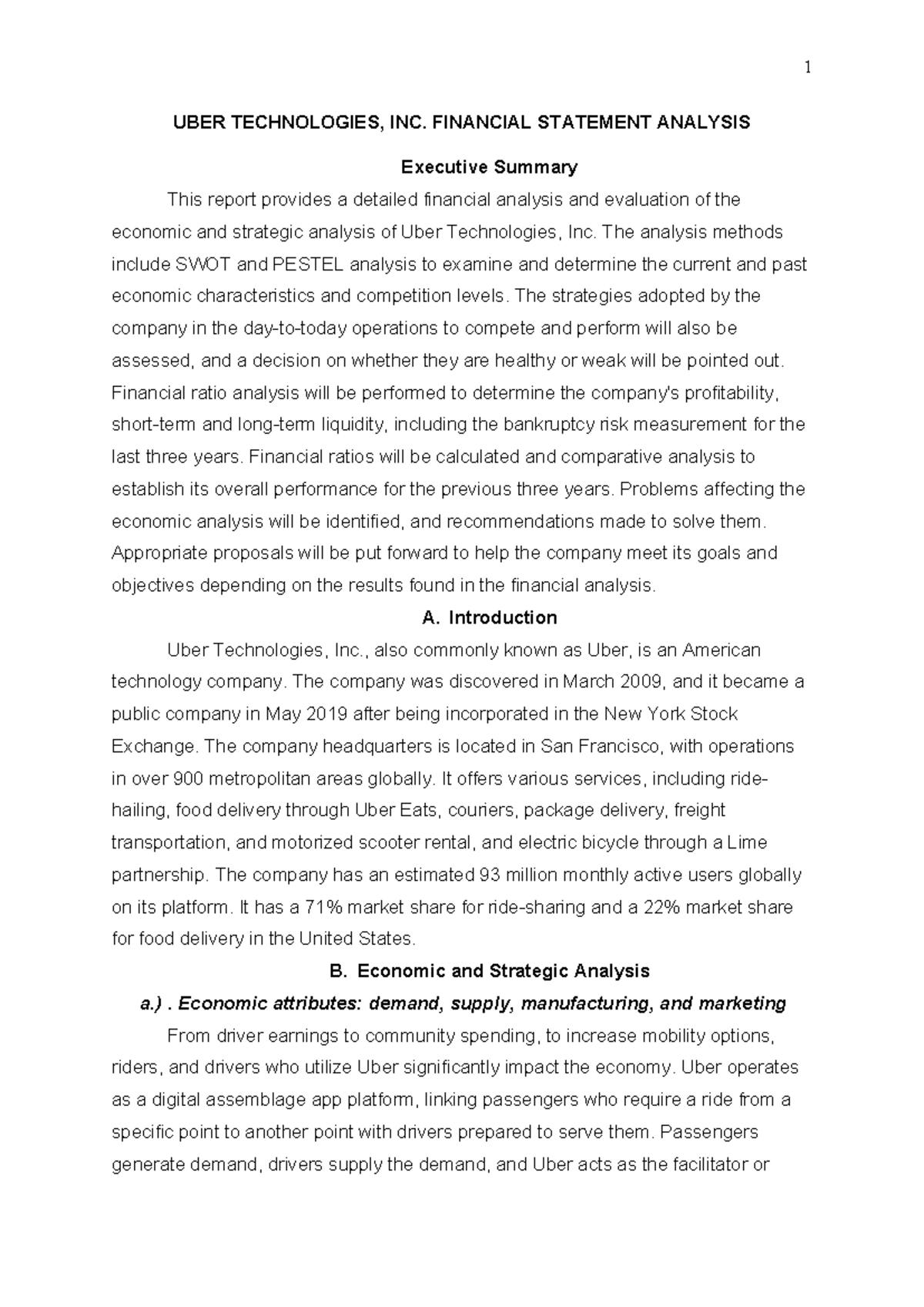 UBER Financial Statement Analysis: Insights & Strategic Evaluation ...