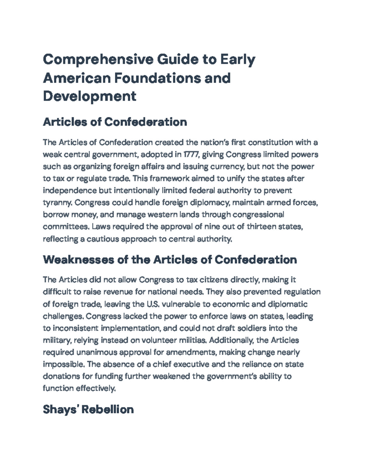 Comprehensive Overview of Early U.S. History: Government & Challenges ...