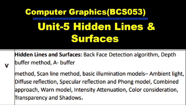 Computer Graphics (BCS053) Hidden Lines and Surfaces Explained - Studocu