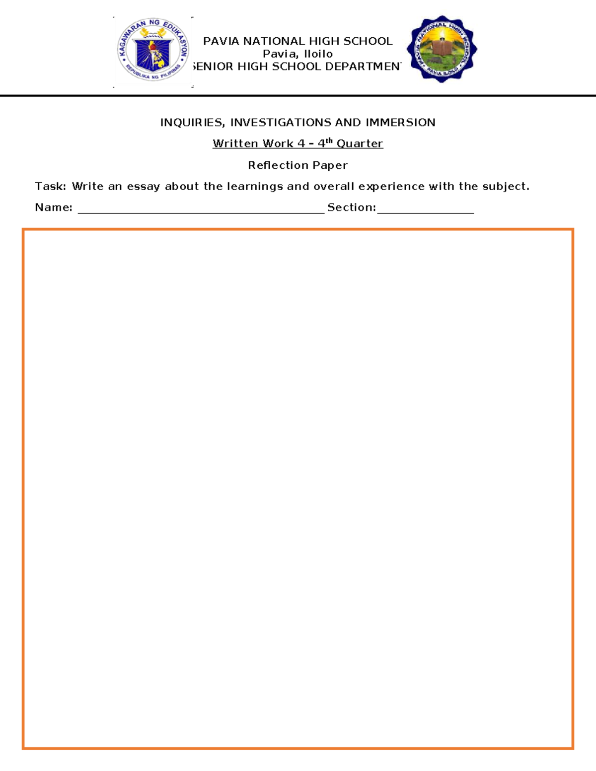 WW4 - Written Work - Practical Research 1 - PAVIA NATIONAL HIGH SCHOOL ...