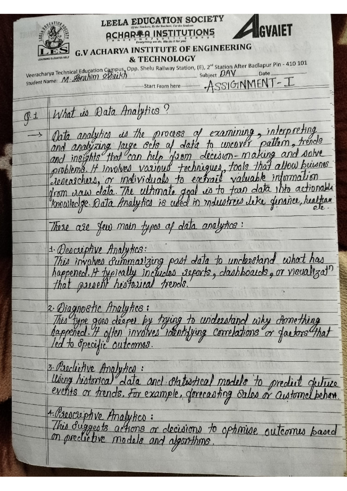 DAV Asgmnt 1 (ibrahim) - dav notes - LIELL EDUCATION: LEELA EDUCATION ...