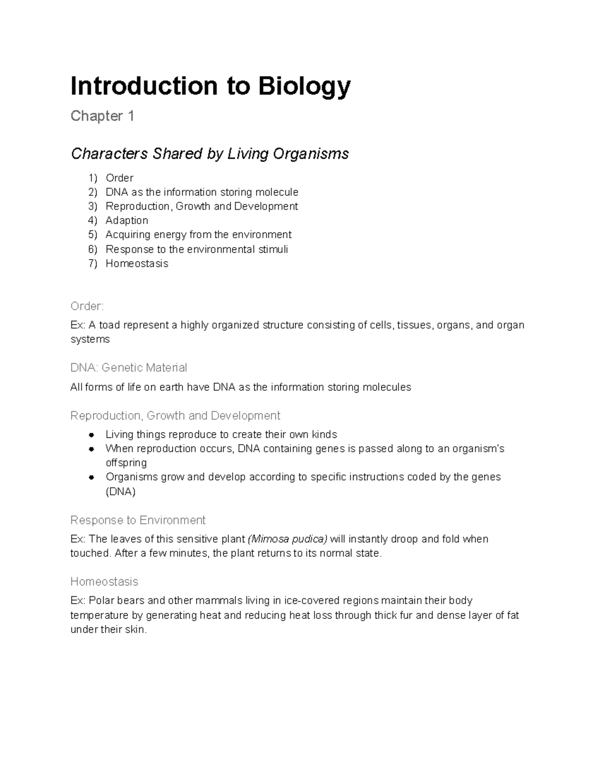 Biology 101: Chapter 1 & 2 Complete Review and Quiz Insights - Studocu