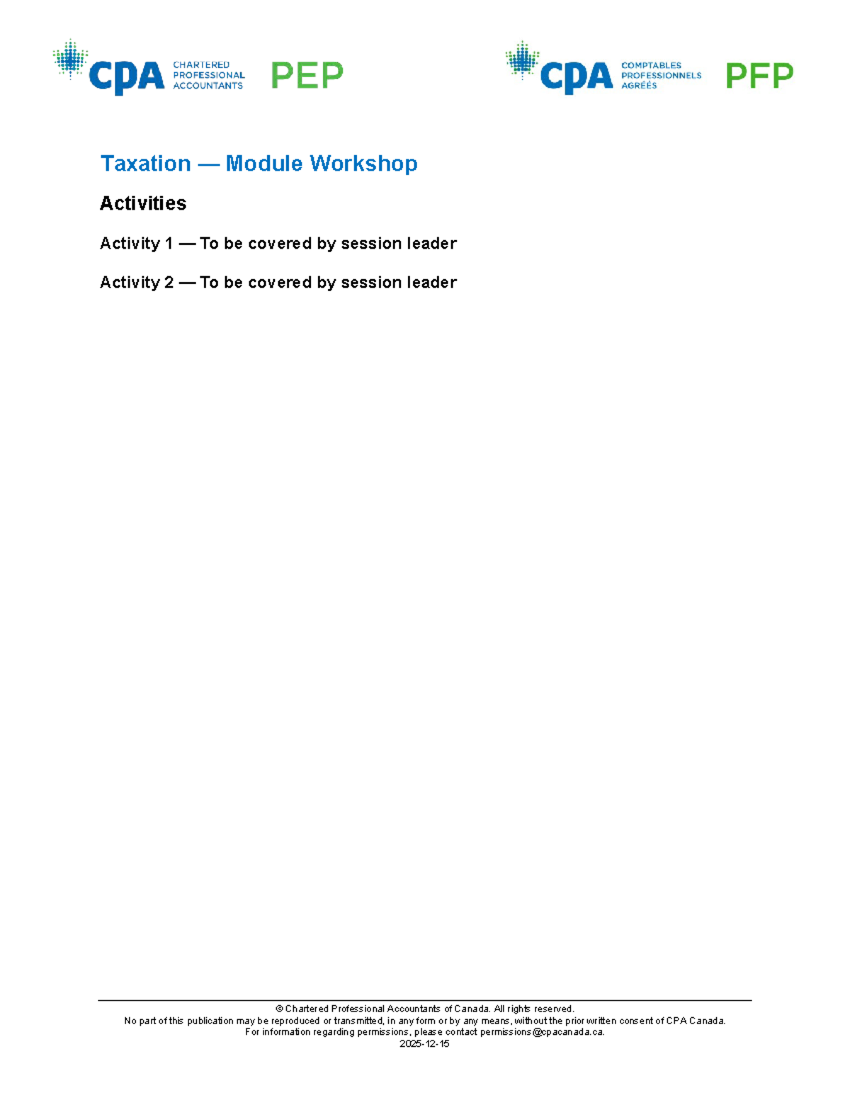 TXN-2601E-MW - Taxation Module Workshop Activities Overview - Studocu