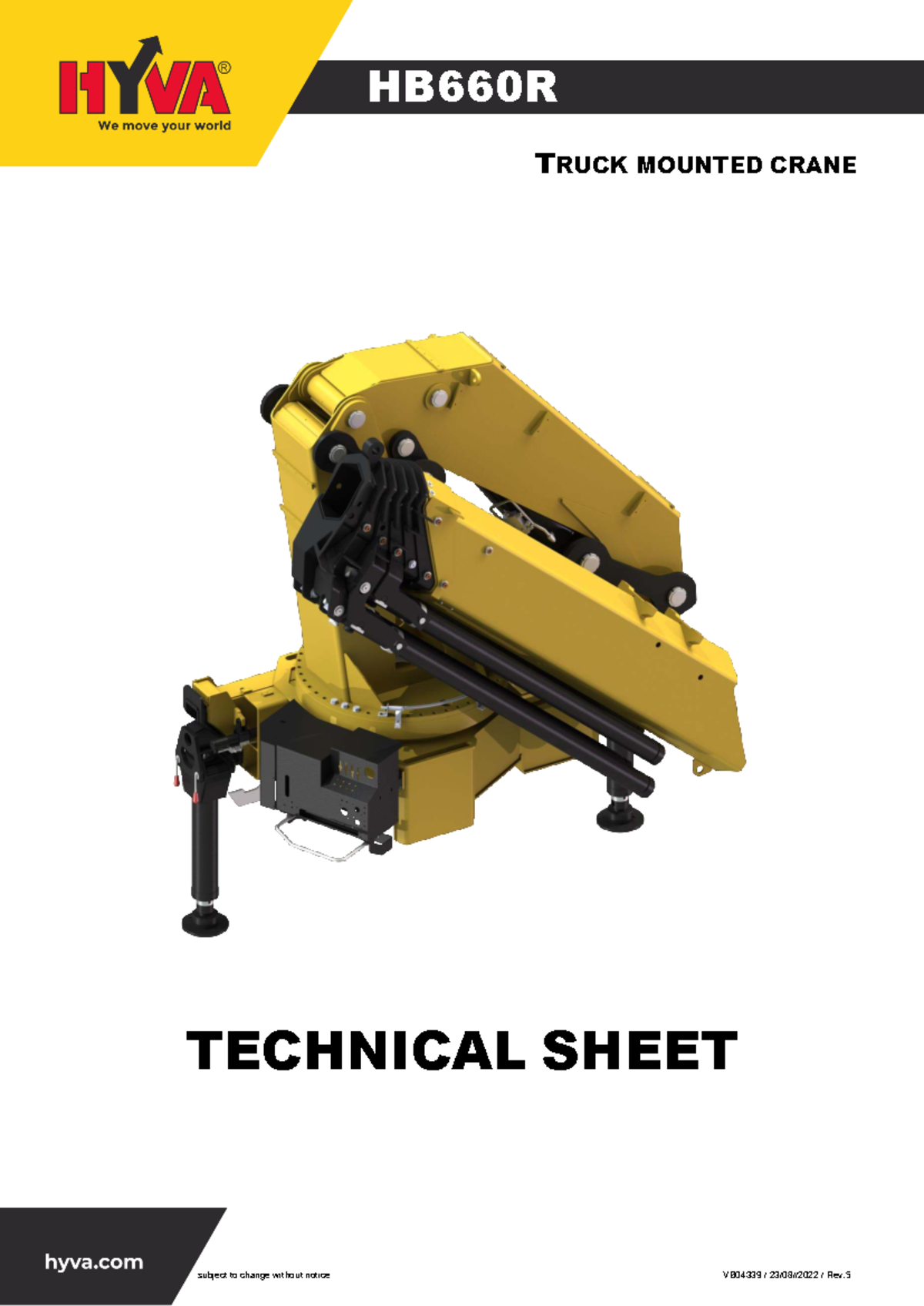 HB660R E6 Truck Mounted Crane Technical Data Sheet - Studocu