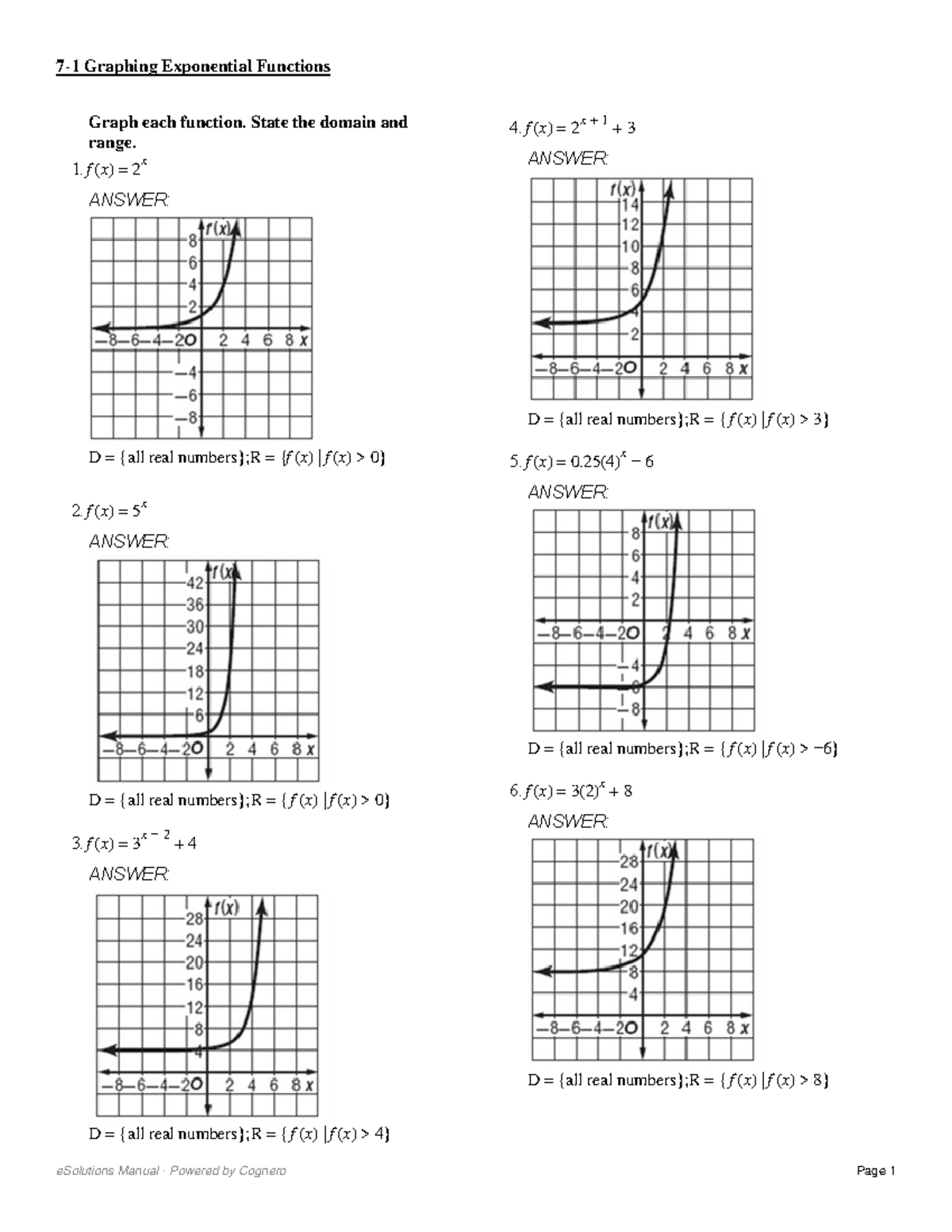 Graphing Exponential Functions D: Domain and Range Analysis - Studocu