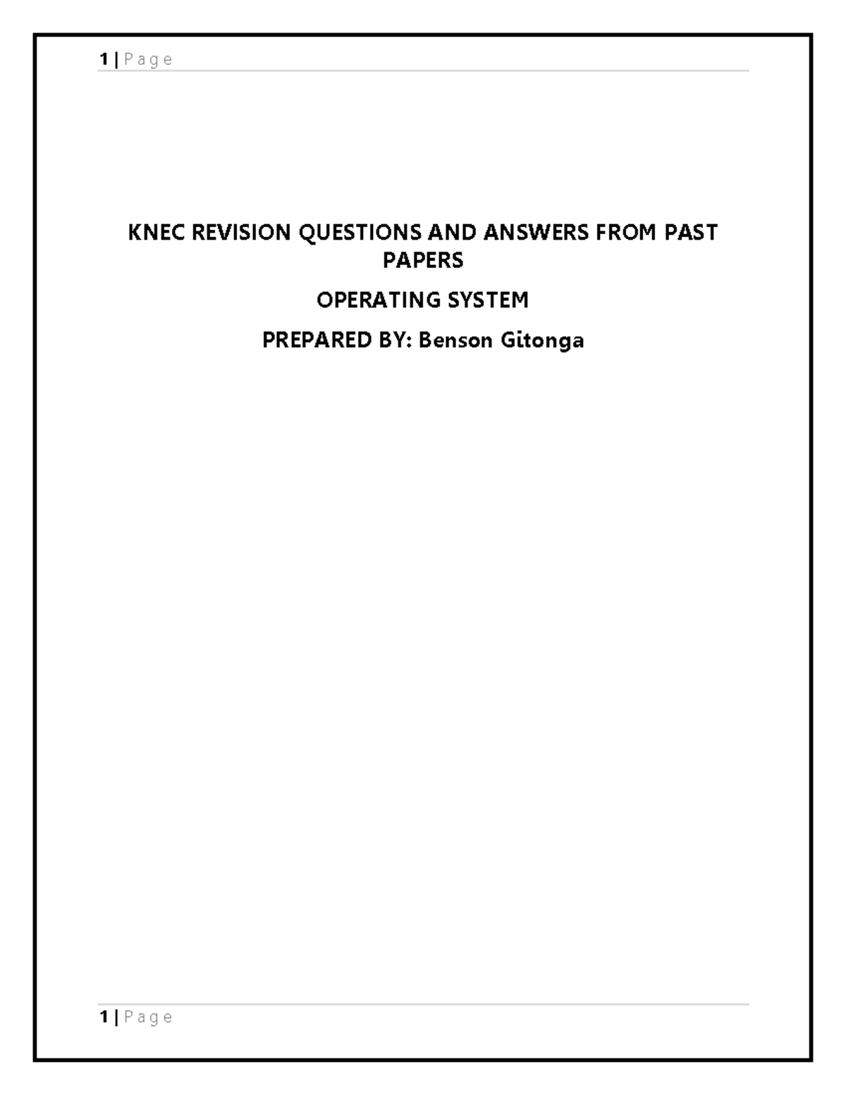 KNEC OS 101 Final Exam Revision Questions & Answers - Studocu