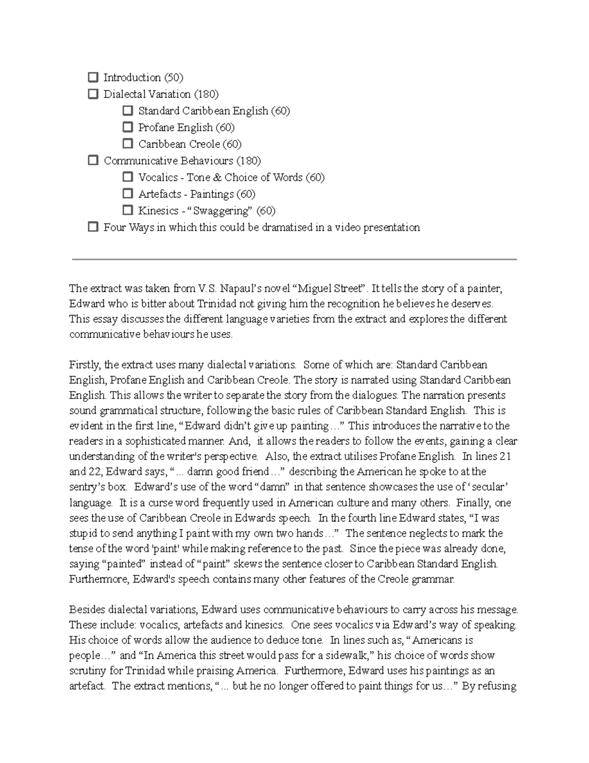 CAPE Communication Studies - Module 2 Essay: Dialect & Communicative ...