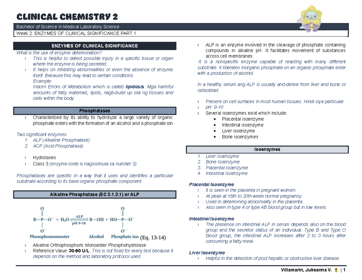 CCHM 2 Week 2: Enzymes of Clinical Significance in Clinical Chemistry ...