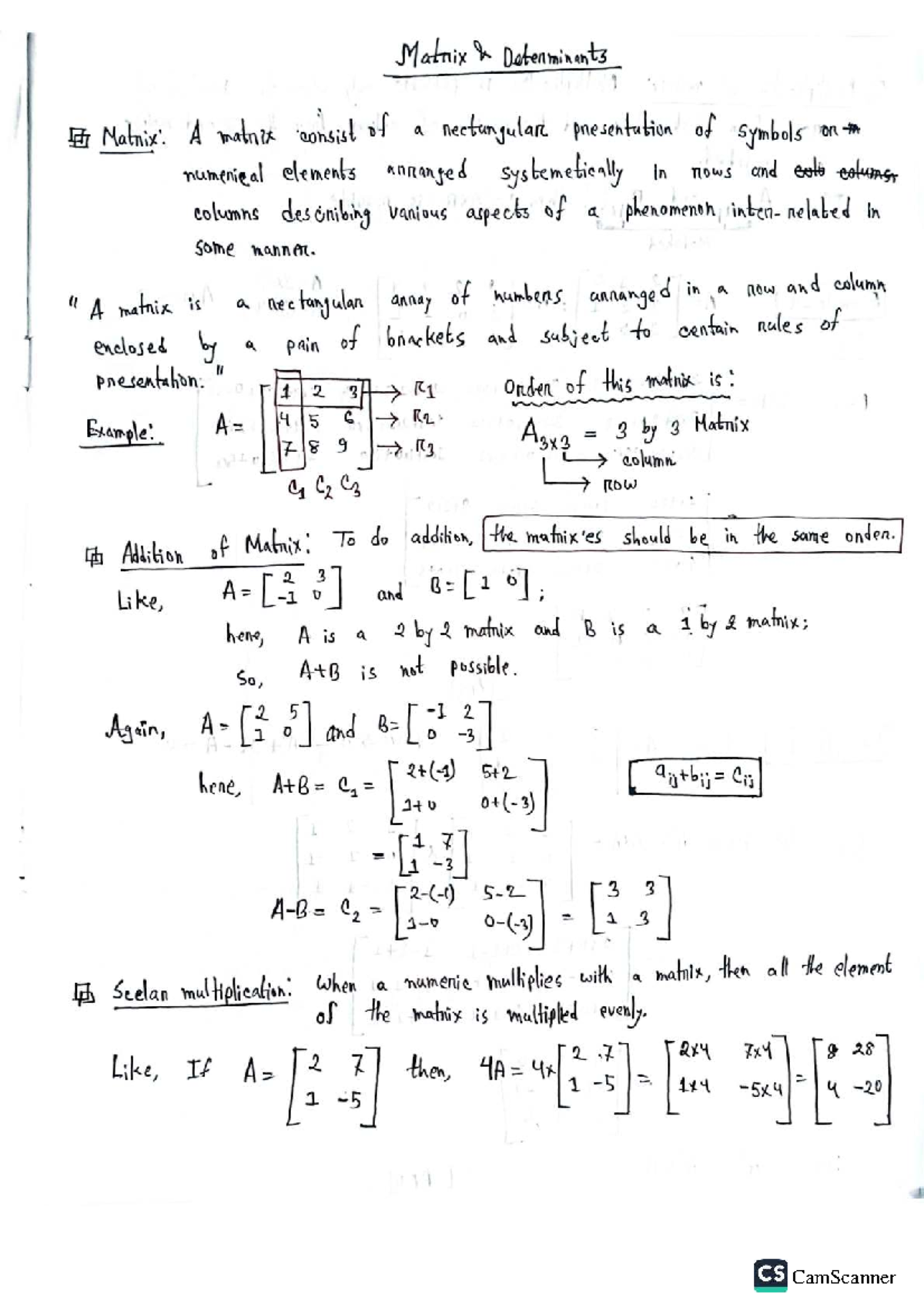 Matrix Operations & Integration Concepts - CS 101 - Studocu