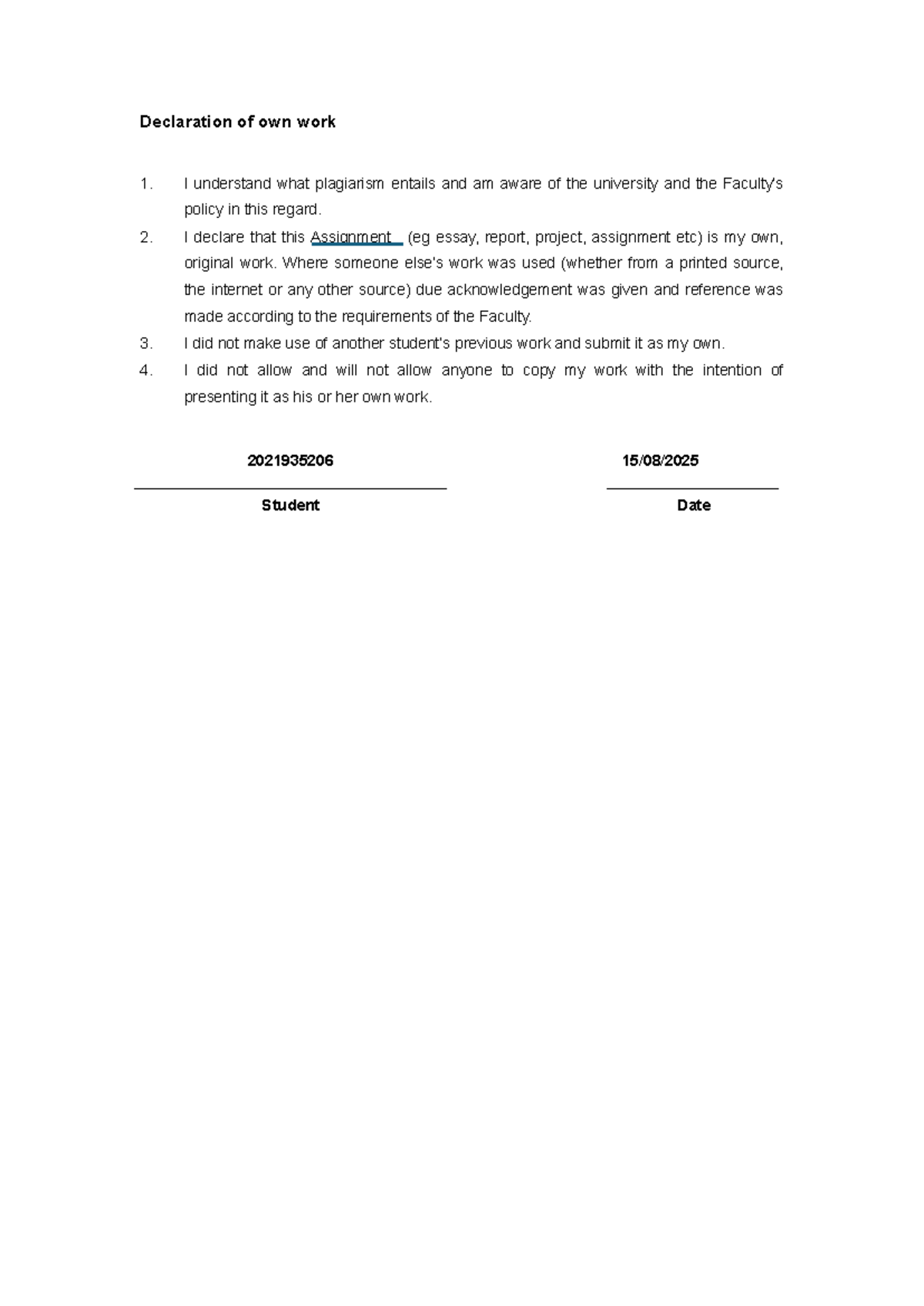 LDEL 2021: Declaration of Original Work and Legal Opinion Notes - Studocu