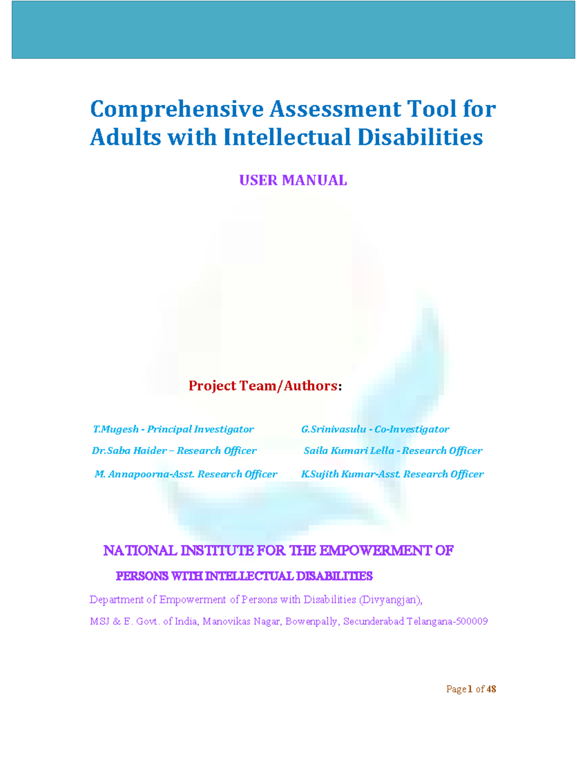 Comprehensive Assessment Tool for Adults with Intellectual Disabilities ...
