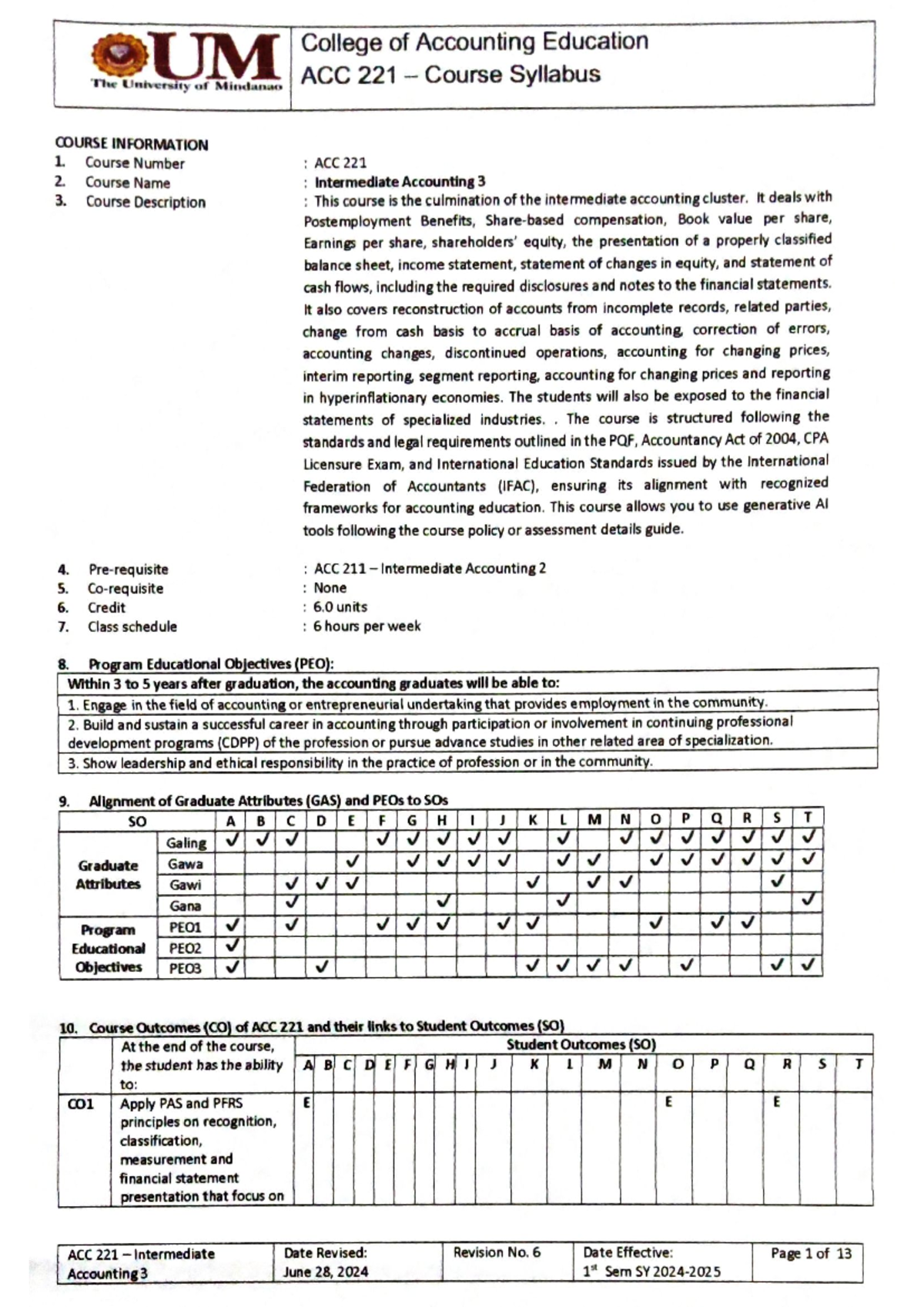 ACC 221 - Intermediate Accounting 3 Course Syllabus and Overview - Studocu