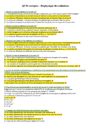 QCM Biophysique 2021 SR - 1 ère Année de Médecine ÉPREUVE : BIOPHYSIQUE ...