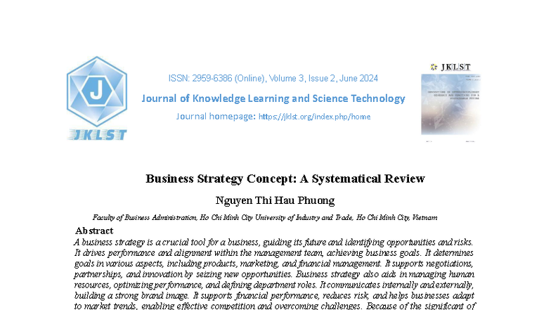 Business Strategy Concept: A Systematic Review (ISSN: Online, Vol. 3 ...