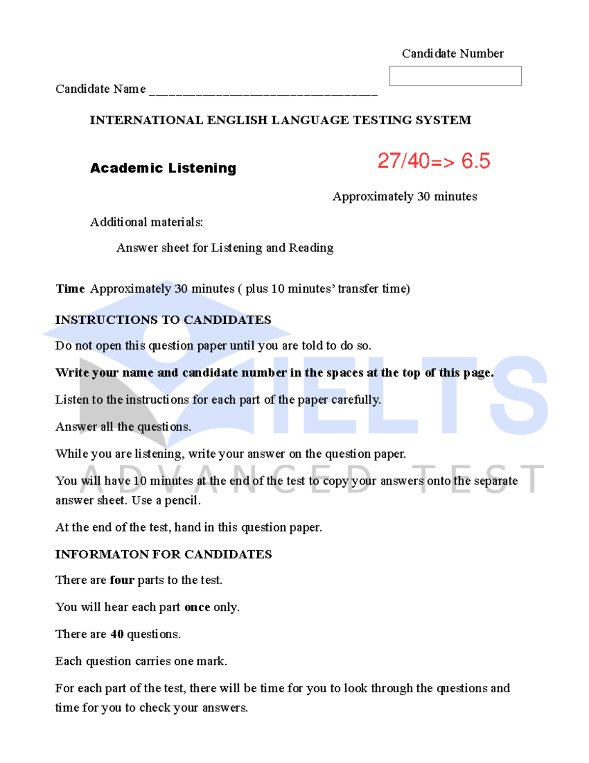 Test 4 - IELTS Academic Listening Practice (6.5) - Studocu