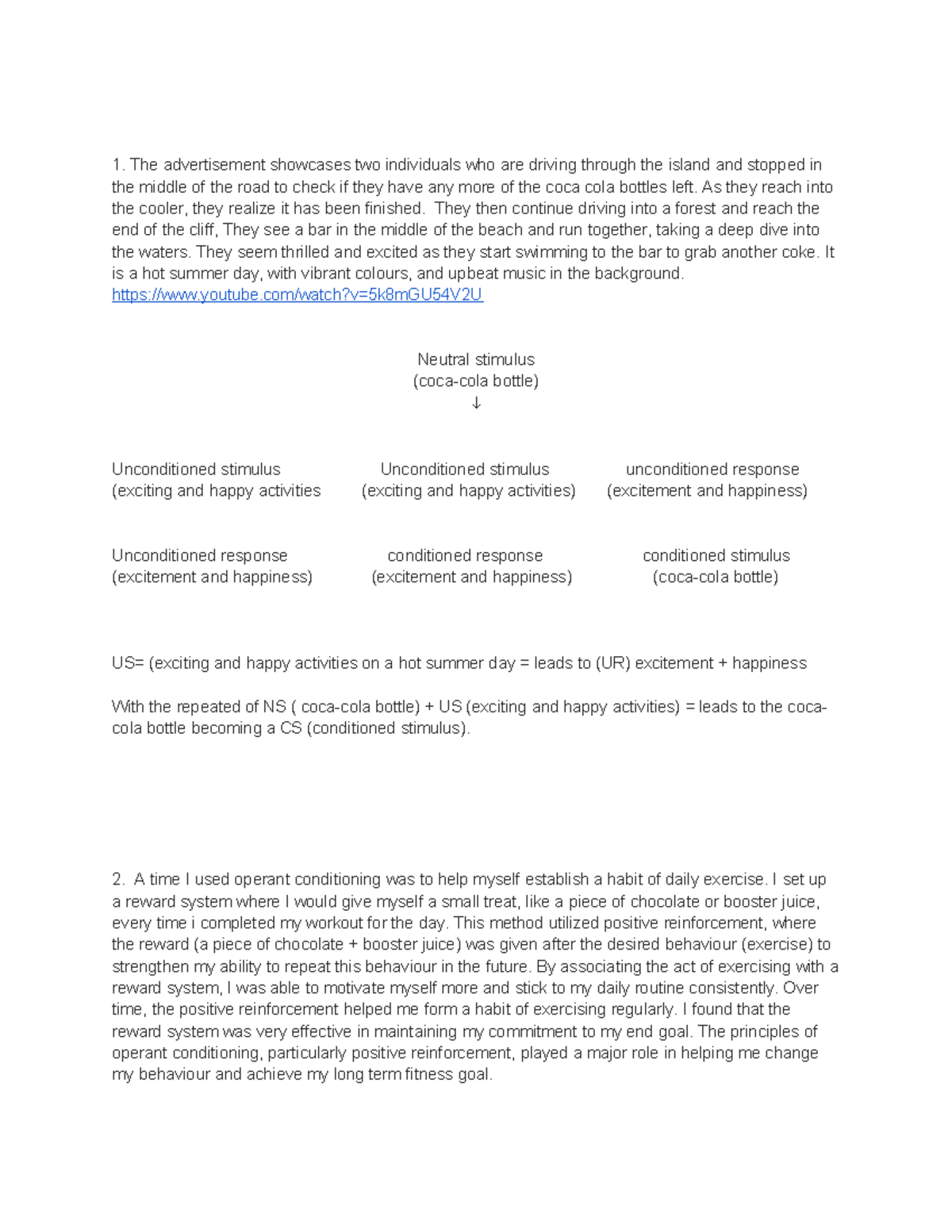 Assignment 1: Classical & Operant Conditioning Insights - Studocu