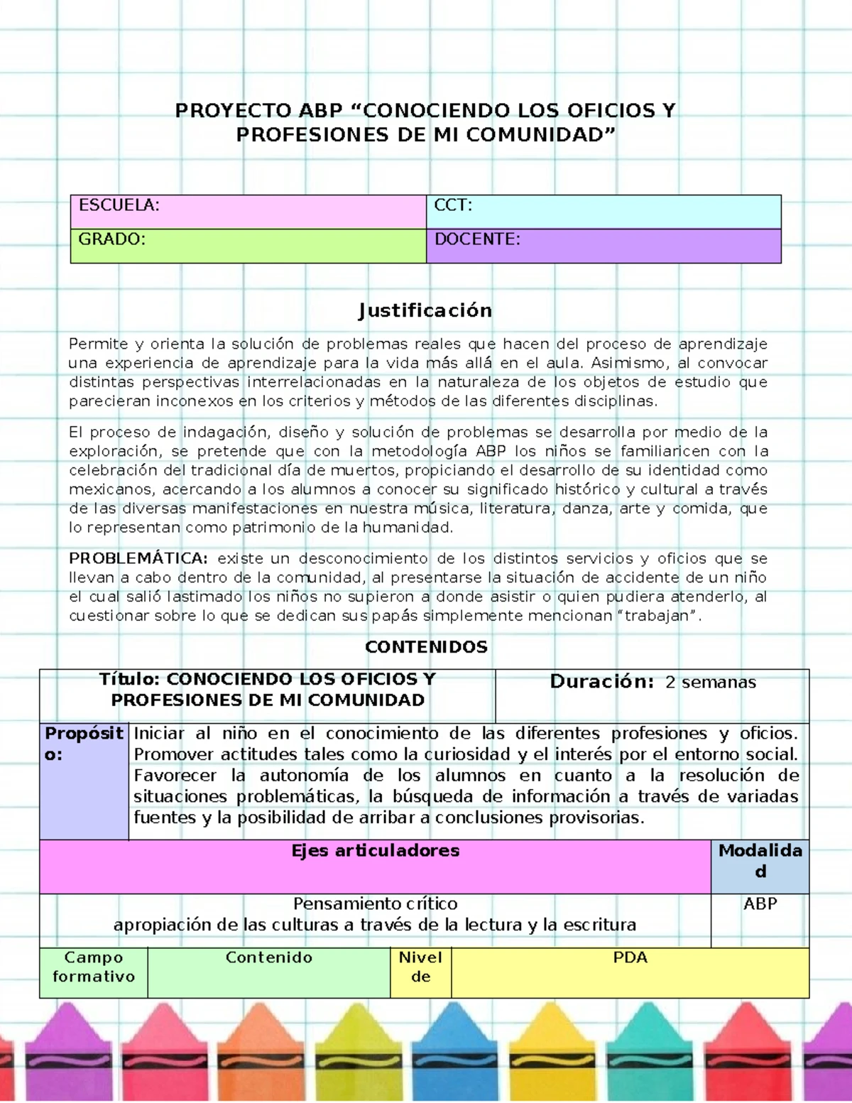 Proyecto ABP: Conociendo Oficios y Profesiones en mi Comunidad - Studocu