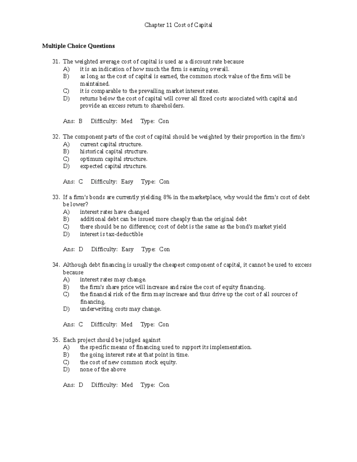 Chapter 5 - Testbank - Chapter 05 Operating and Financial Leverage ...
