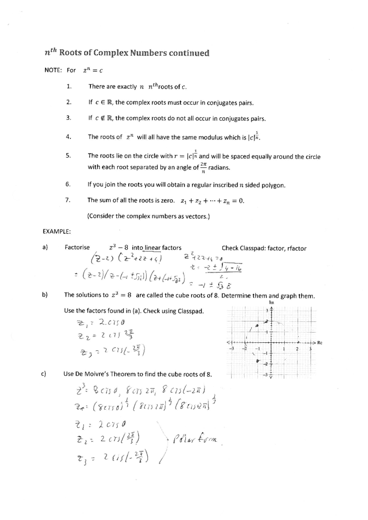 Lesson 9: Solutions for nth Roots of Complex Numbers Continued - Studocu