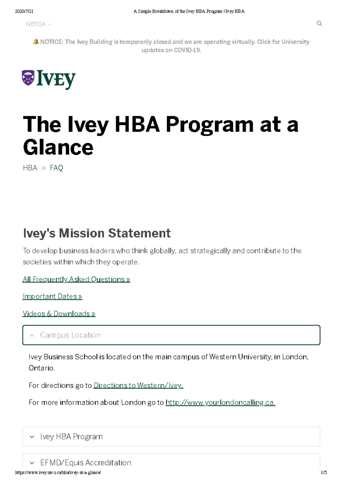 Ivey HBA Program Overview and Key Information Guide - Studocu