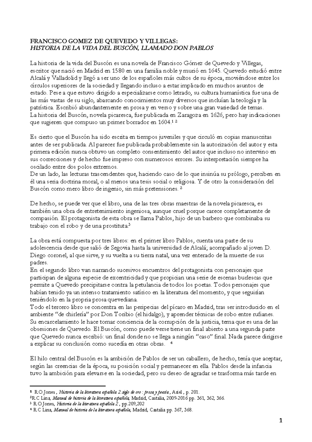 EL Buscón - Quevedo - 1 FRANCISCO GOMEZ DE QUEVEDO Y VILLEGAS: HISTORIA ...