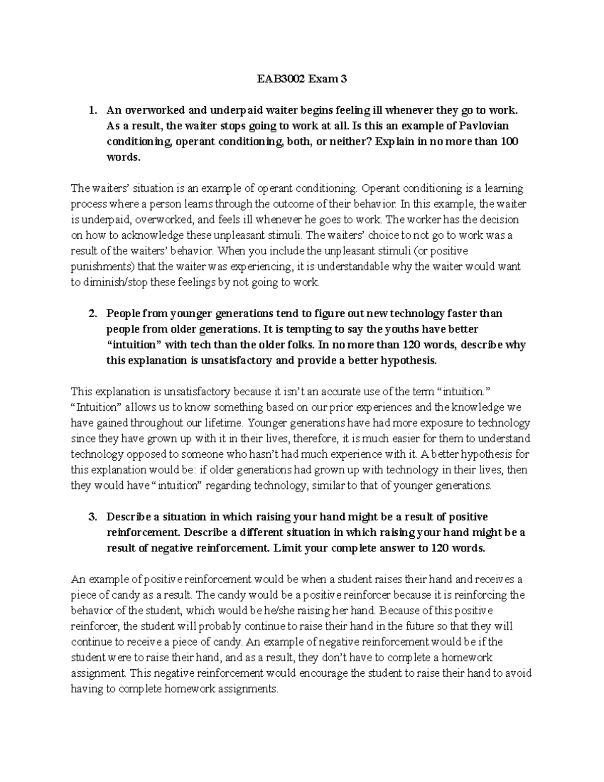 Exam 3 Review Questions - EAB3002 Exam 3 1. An overworked and underpaid ...