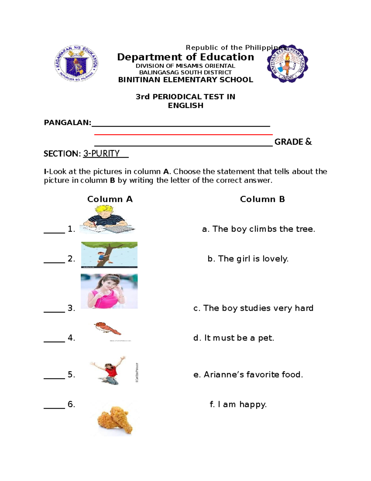 3rd-Periodical-Test - 3RD PERIODICAL EXAM - Republic of the Philippines ...