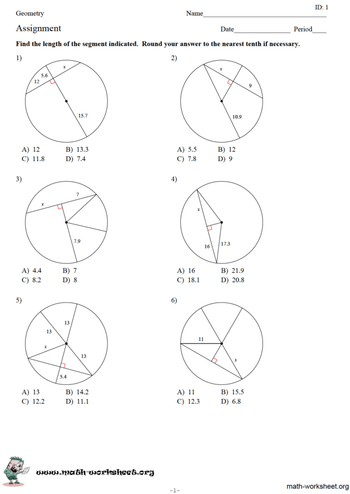 Geometry ID: 1 Chord Properties in Circles Extra Practice - Studocu