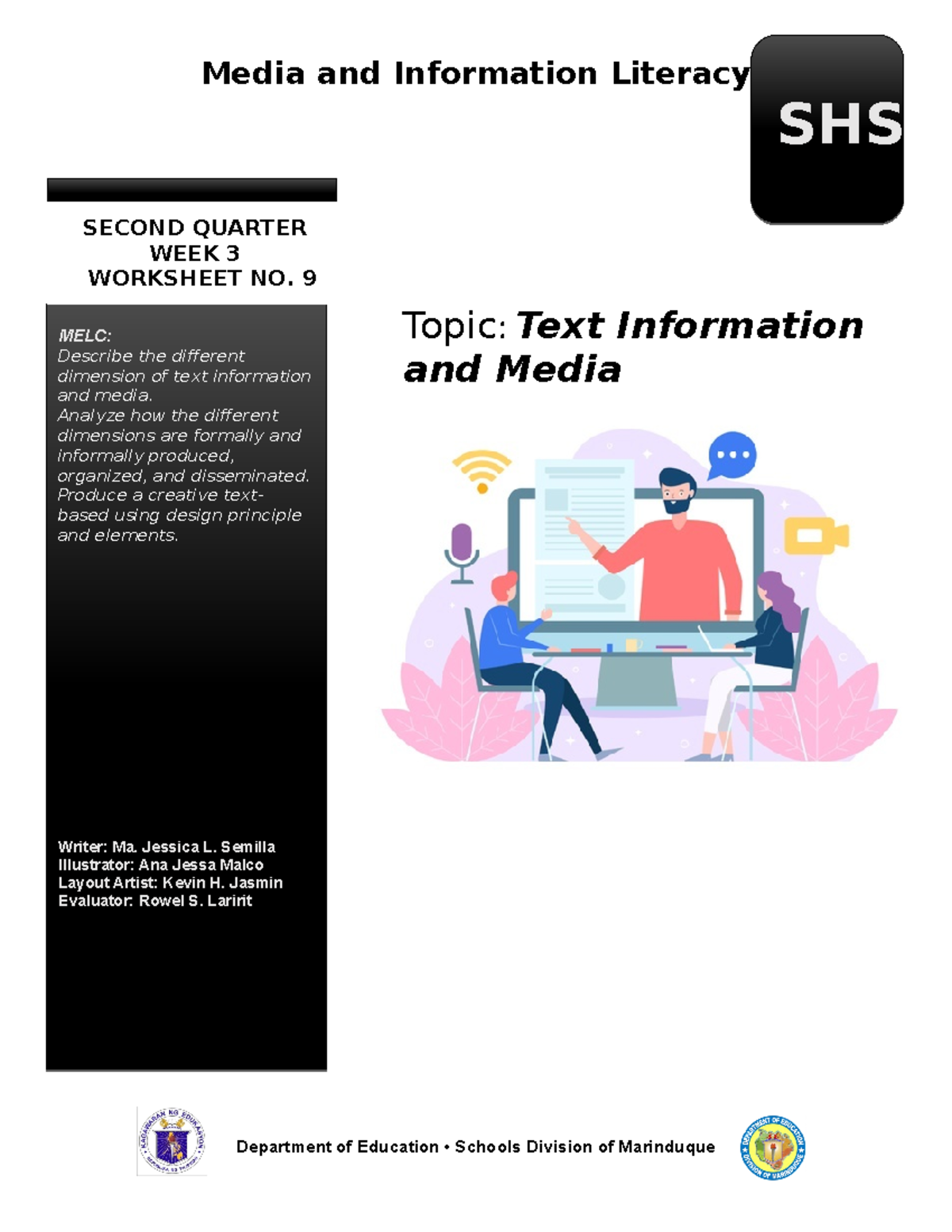 Lesson 9: Exploring Text Information & Media Literacy in SHS - Studocu