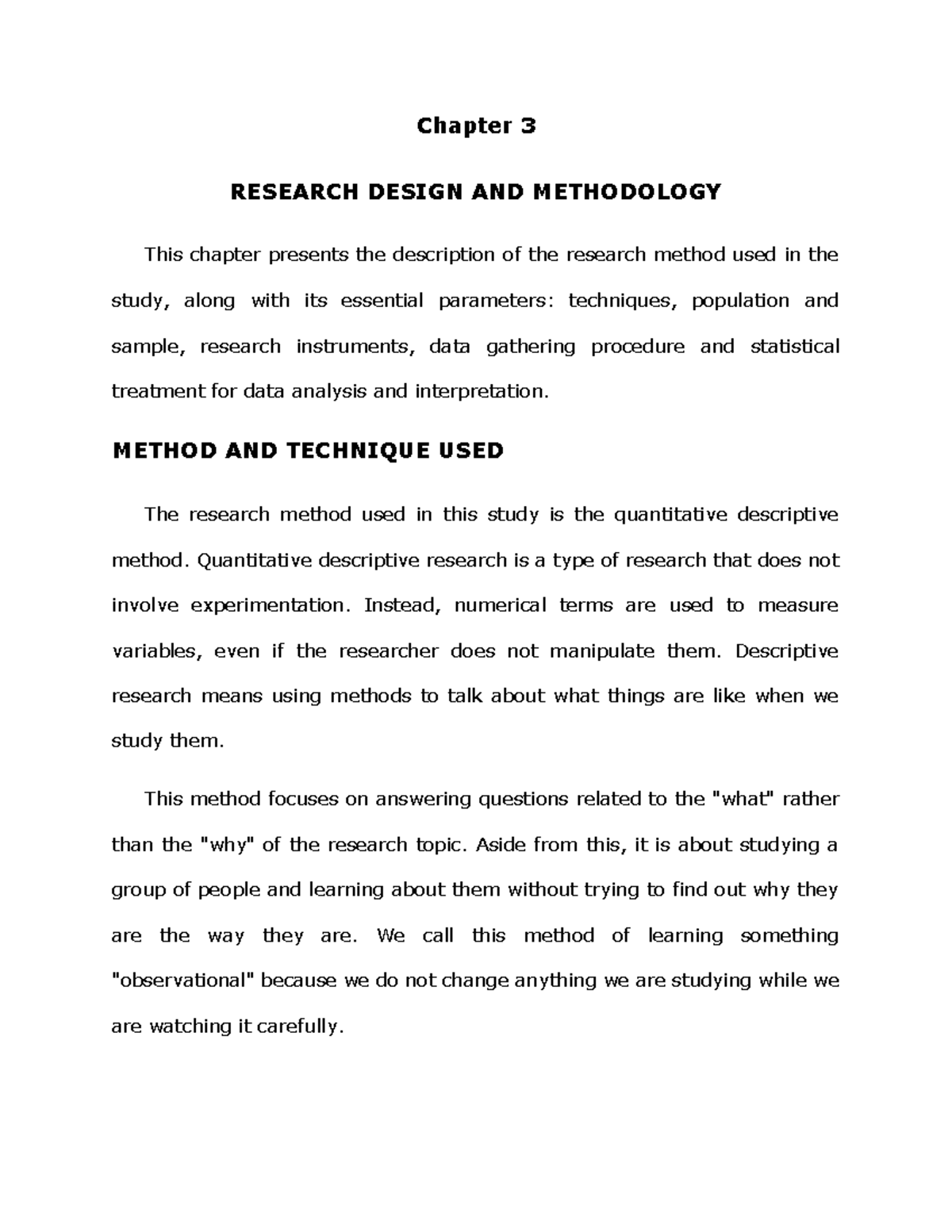 Chapter 3: Final Exam Guide on Research Design & Methodology - Studocu