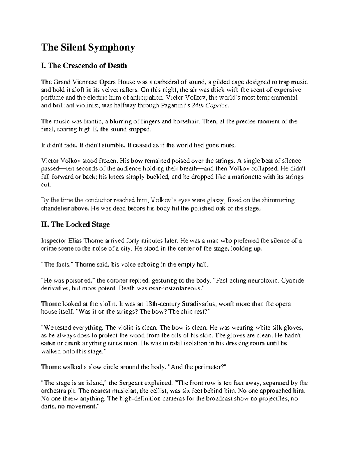 The Silent Symphony I: The Crescendo of Death - A Murder Mystery - Studocu