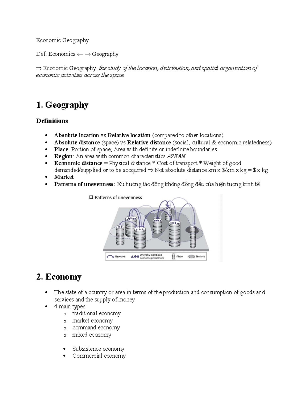 Economic Geography: Key Concepts and Definitions - Studocu