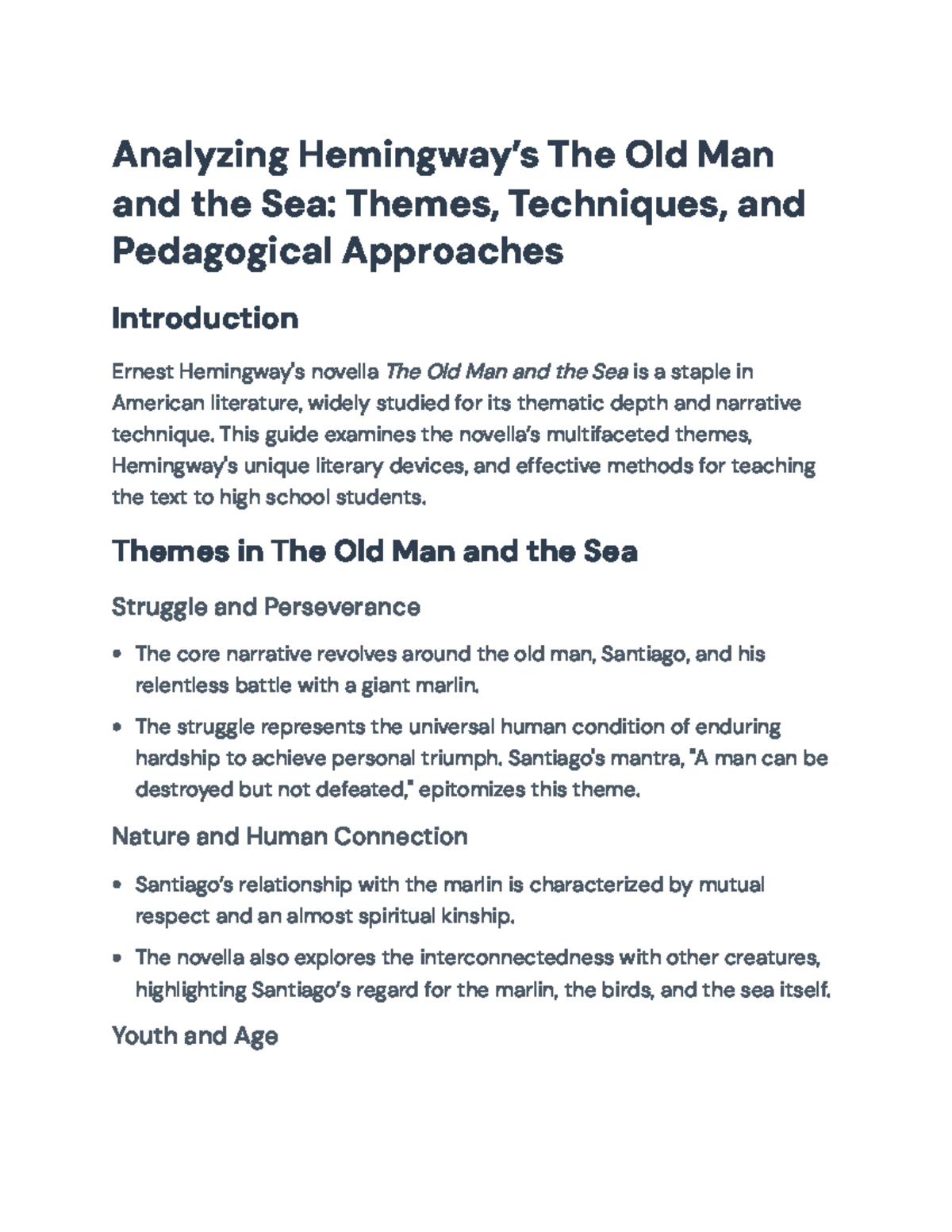 Analyzing Themes and Techniques in The Old Man and the Sea (ENG-101 ...