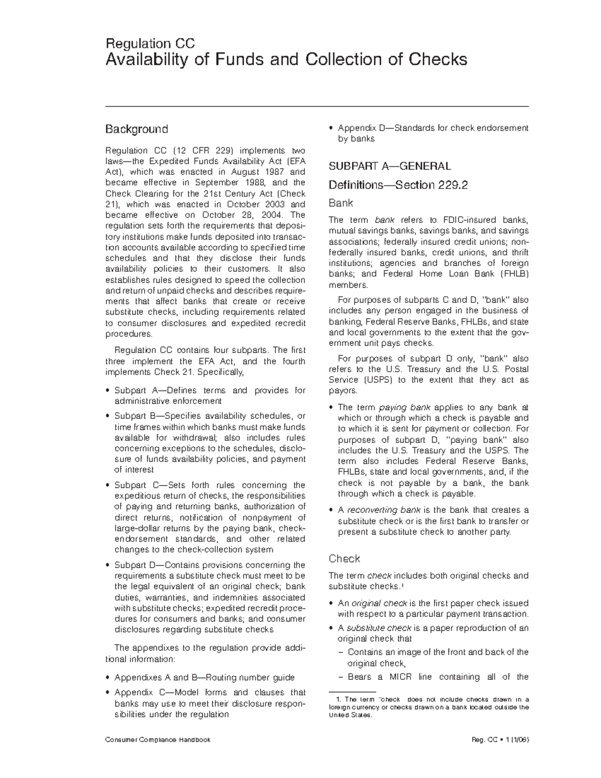 Reg CC: Overview of Funds Availability and Check Collection Standards ...