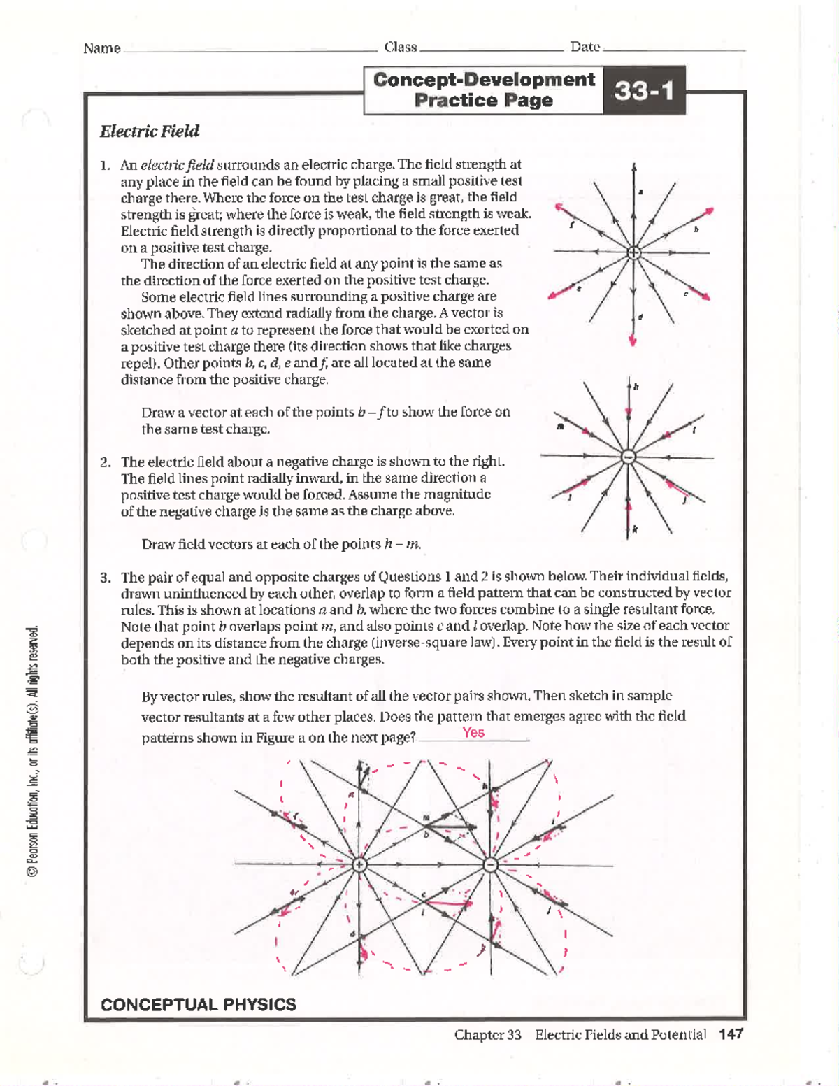 Conceptual Physics (Chapter 33): Electric Fields & Potential Practice ...