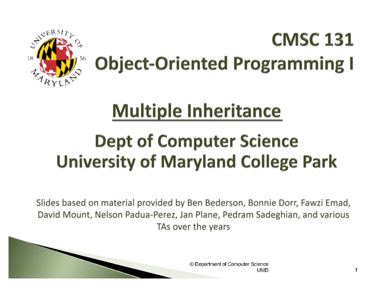 Multiple Inheritance in Java - CS Department UMD Notes - Studocu
